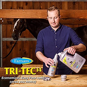 Farnam Tri-Tec 14 Horse Fly Spray, Kills, Repels, Protects, 128 Ounces, Easy Pour Gallon Refill