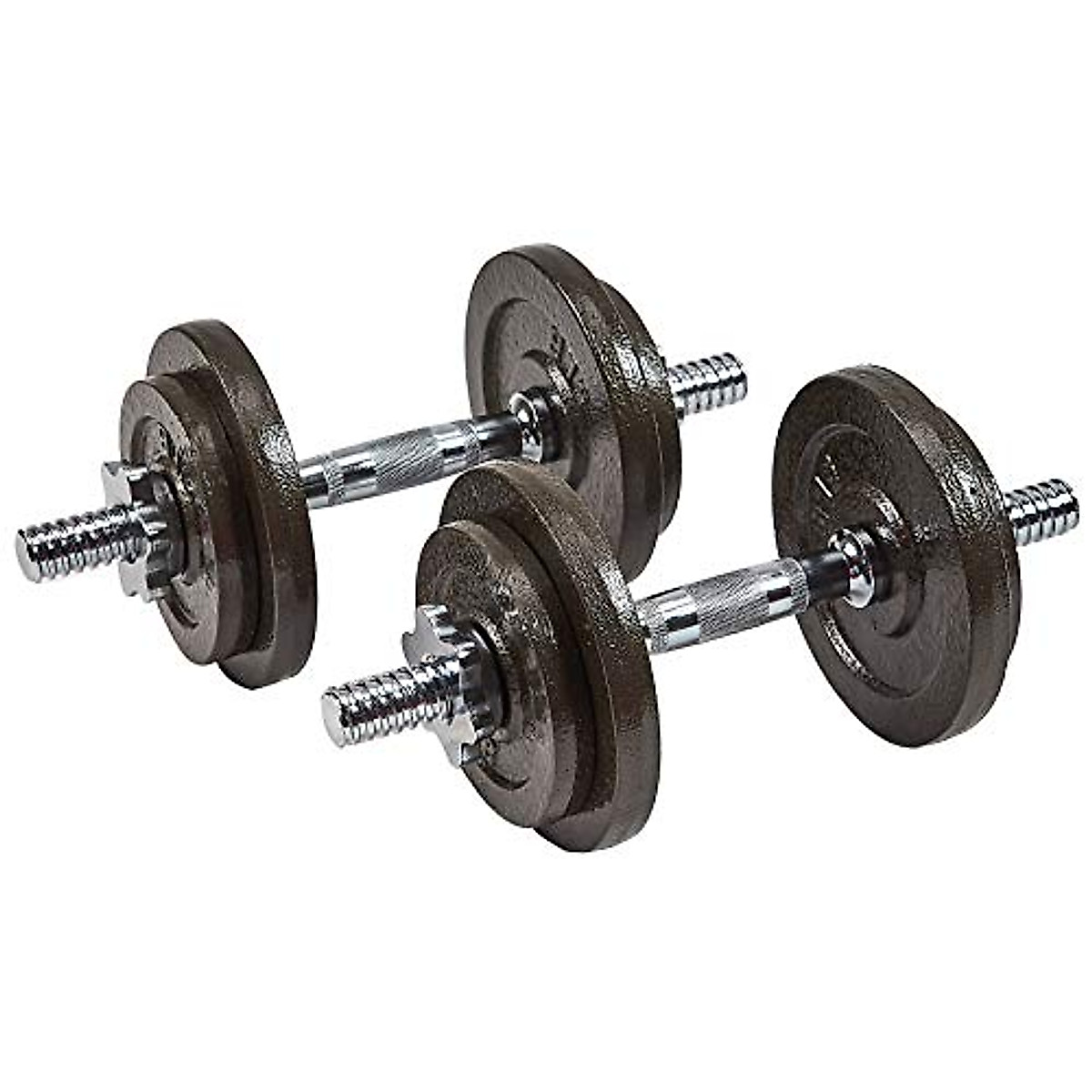 Signature Fitness Contoured Handle Cast Iron Adjustable Dumbbell Weight Set,Gray