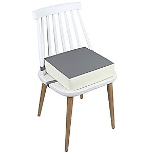 Booster Seat for Table Dining - Toddler PU Washable 2 Straps Safety Buckle Kids Booster Seat for Dining Table, Portable Travel Increasing Cushion (Grey-Beige)