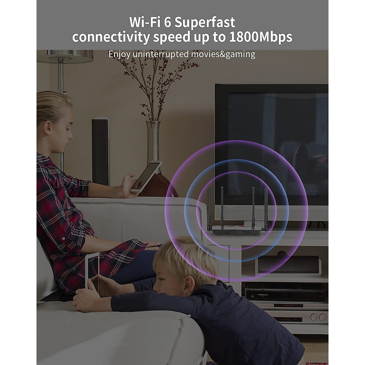 Smart WiFi 6 Router, Dual Band Gigabit Router(Wireless Speed Up to 1754 Mbps), Gaming, MU-MIMO, OFDMA, Parental Control