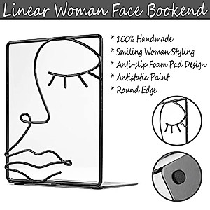 Book Ends Bookends for Shelves - Decorative Simple Design Bookends Non Skid Book Stoppers for Heavy Books CDs, Metal