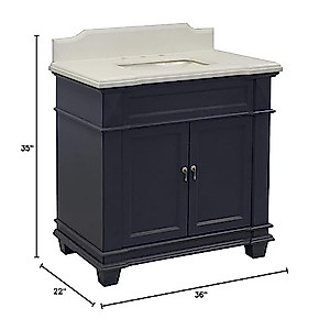 Elizabeth 36-inch Bathroom Vanity (Quartz/Marine Gray): Includes Marine Gray Cabinet with Stunning Quartz Countertop and White Ceramic Sink