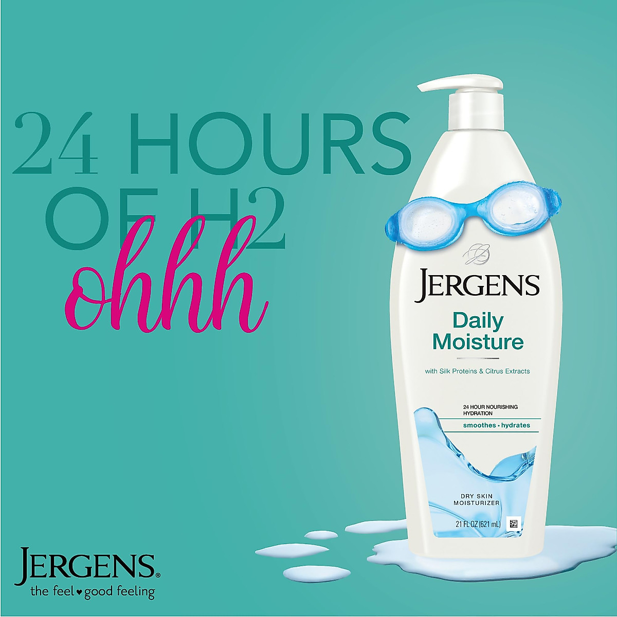 Jergens Daily Moisture Dry Skin Moisturizer, Hand and Body Lotion, with HYDRALUCENCE blend, Silk Proteins, and Citrus Extract, 21 Oz