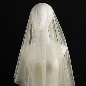 SHAYUAN 60" x 8 Yards Glitter Tulle Fabric Rolls for Bridal Veil Tutu Skirts Tulle Bolt Ribbons DIY Sewing Crafts Wedding Arch Bridal Showers Decoration Photography - Champagne