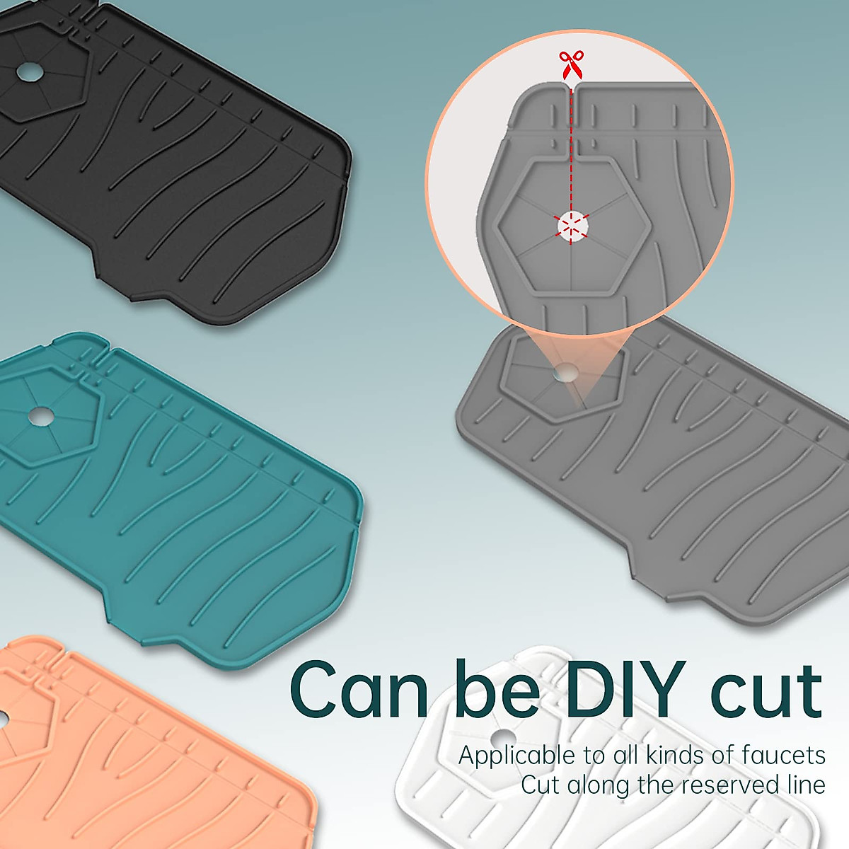 BYTELIVE 2-Pack Silicone Sink Splash Guard, Mini Size 9.6" x 6", Double-sided Design Self Drainin Sink Mat for Kitchen, Bathroom, Sink Sponge Holder (2-Pack Gray)