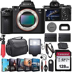 Sony Alpha a7 II Mirrorless Digital Camera (ILCE7M2/B) Body Kit + Extra Battery + Flash + 128GB U3 V30 Memory Accessory Bundle