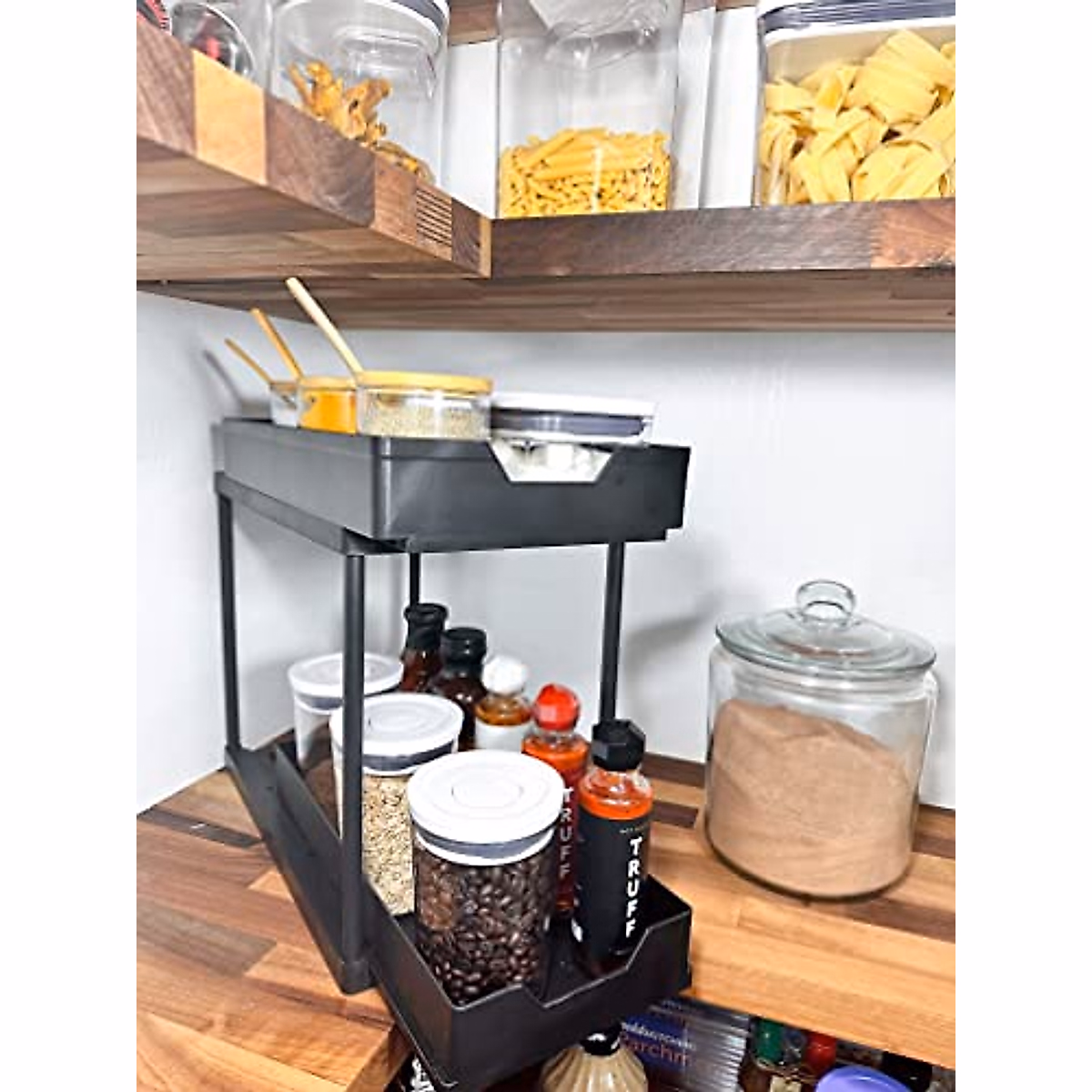 Elnaz Hamai 2 Tier Slide Out Storage Shelf Kitchen Organizer