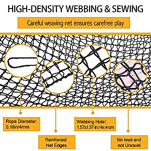 Climbing Cargo Net 6.5 x 9.8 ft Large Kids Backyard Climbing Net Double Layers Playground Safety Net with Storage Bag for Monkey Bar, Treehouse Accessories (Black)
