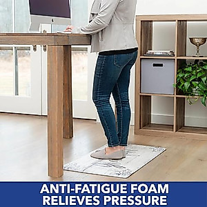 Home Dynamix Cozy Living Grateful Floral Runner Anti-Fatigue Kitchen Mat, Non-Slip Floor Mat, Padded Standing Desk Mat, Grey/Cream, 17.5"x30"