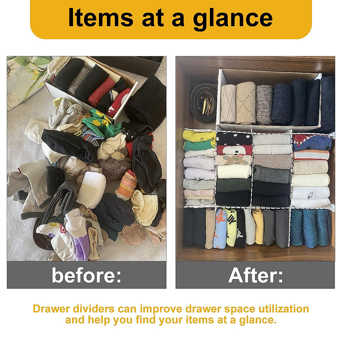 KUKLIPJIM 100 PCS Premium DIY Drawer Dividers, White, Adjustable Drawer Organizers for Perfectly Organized Drawers, Tidying Makeup, Clothes, Underwear, Cutlery, Kitchen, Bathroom, Bedroom, Office