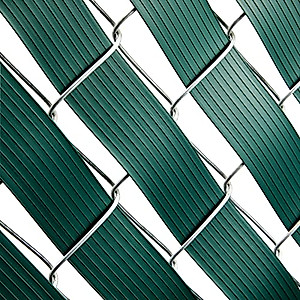 Chain Link Fence Slats, Privacy Screen Covering Tape Roll with Brass Fasteners, Weave Panel Design for Home, School, Business, Stadiums (1.8 in x 246 ft, Green)