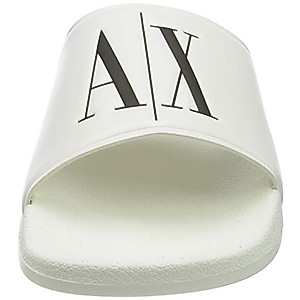A|X Armani Exchange Men's Icon Project Logo Slip-on Slide Sandal Flip-Flop, Op.white, 7
