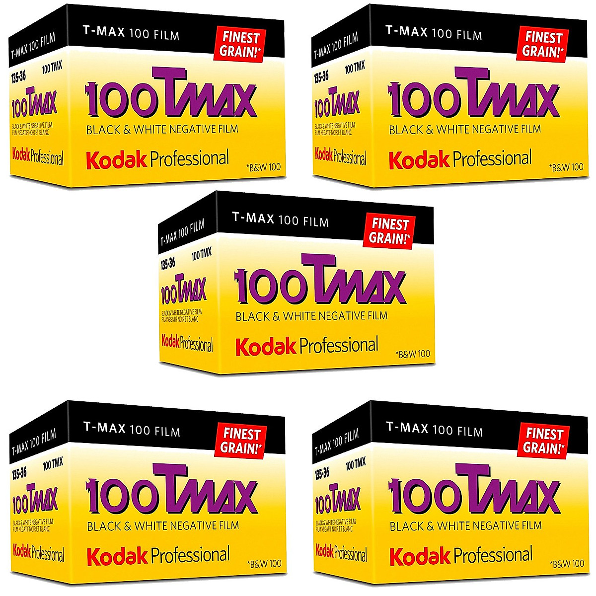 Ritz Camera Kodak Professional 100 Tmax Black and White Negative Film (ISO 100) 35mm 36 Exposures (853 2848) 5 Pack