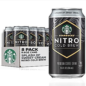 Starbucks - RTD Coffee Nitro Cold Brew, Splash of Sweet Cream, 9.6oz 8pk, Brown