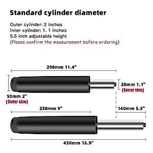 Office Chair Gas Lift Cylinder-Caster Wheels Replacement(Set of 5) for Hardwood Floors and Carpet，28'' Heavy Duty Office Chair Base Replacement