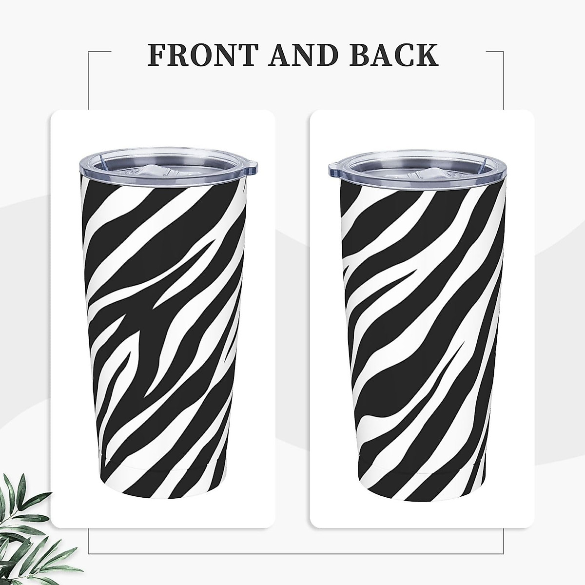 CHASOEA Zebra Tumbler 20oz Animal Skin Print Stainless Steel Insulated Tumblers with Lid and Straw Funny Travel Coffee Mug Tea Wine Cups Water Bottle Sport Gifts for Women Men