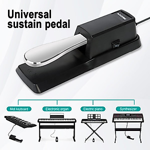 Aodsk Piano Sustain Pedal,Keyboard Sustain Pedal for Digital Piano With Polarity Switch and Anti-Slip Rubber Bottom For MIDI Keyboards,Digital Pianos,1/4'' (6.35mm) Input Plug