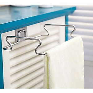 Duyppy Hanging Garbage Bags Storage Organizer Rack Stainless Steel Trash Bag Holder Towel Gloves Hanger (Stainless Steel)