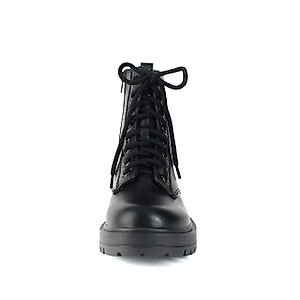 Soda FIRM - Lug Sole Combat Ankle Bootie Lace up w/Side Zipper (Black, numeric_7_point_5