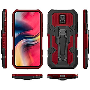 vvoo for Xiaomi Redmi Note 9s/9 Pro Case,with [2 Pack] Tempered Glass Screen Protector Military Grade Hybrid Heavy Duty Protection Built-in Fold Kickstand for Xiaomi Redmi Note 9s/ 9 Pro Case -RED