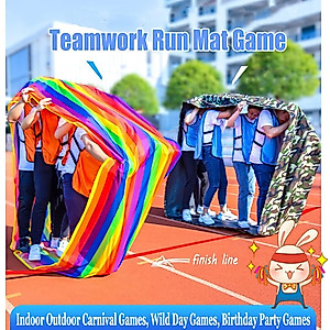 5PCS Teamwork Games Playing Run Mat Kids Adult Teamwork Outdoor Carnival Field Day Fun Running Game with Storage Bag (Size : Adult-20M/26FT)