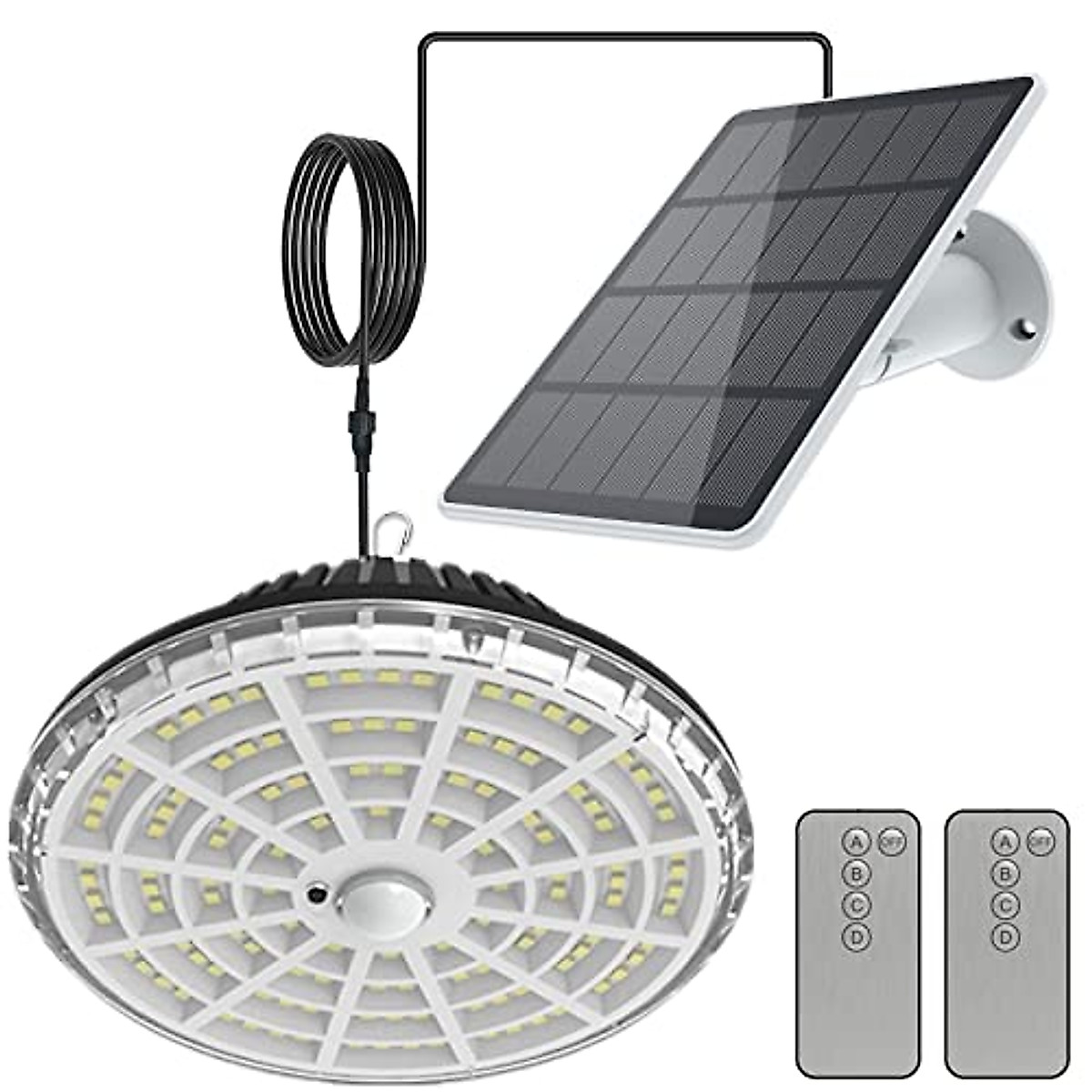 HULPPRE Solar Shed Light Motion Sensor 4 Modes-Daytime Avaialble 120Leds Bright Solar Light Indoor&Outdoor with Remote,IP65 Barn/Chicken Coop