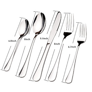 Nice Kitchen Silverware Set, Reusable Stainless Steel Flatware Cutlery Sets, Heavy Forks and Spoons Silverware Utensils for 8,40-Piece
