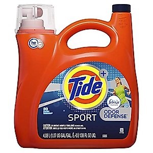 Tide Plus Febreze Fresh Sport Odor Defense HE Turbo Clean Liquid Laundry Detergent, Active Fresh Scent (89 Loads), 138 Fl Oz - Packaging May Vary