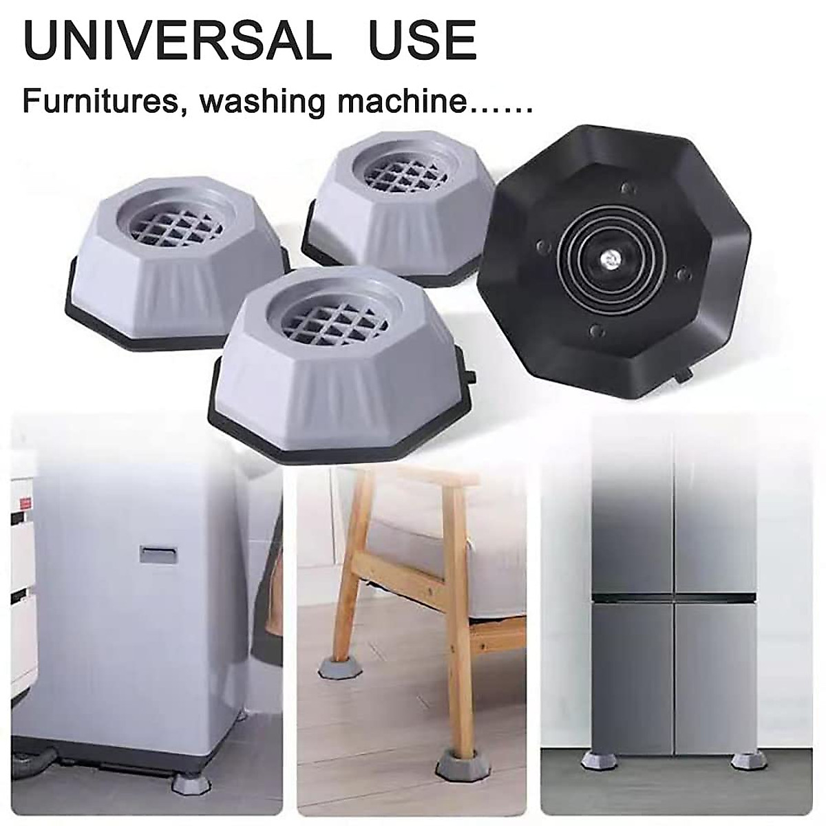 Tillsok Washer and Dryer Pedestals, Anti Vibration Pads Stops Washer Dryer Noise Moving Shaking Walking, Universal Pedestals and Shock Support, 4 PCS