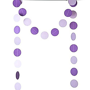 WEVEN Purple Lavender Paper Garland Circle Dots Party Garland Streamer Backdrop Hanging Decorations, 2.5" in Diameter, 20 Feet in Total