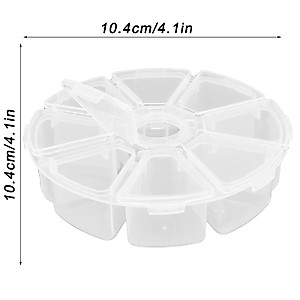 Agatige 8 Grids Storage Jewelry Box, Plastic Material Round Storage Containers Craft Storage for Hand‑Made Loose Beads