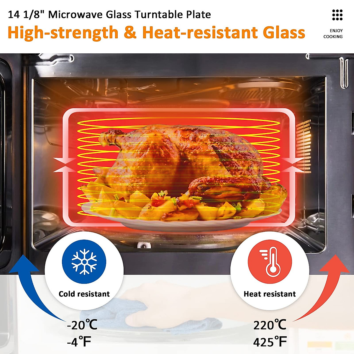 14 1/8 Inch Microwave Glass Plate Replacement Compatible with G.E Sam.sung Microwave Replace DE74-20002B WB49X10063 DE74-20002A DE74-20002D WB39X10038 WB49X10096
