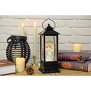 Wondise Lighted Angel Christmas Snow Globes Musical Lantern with Timer, USB Powered & Battery Operated Swirling Glitter Water Lantern (4 x 4 x 12 inch)