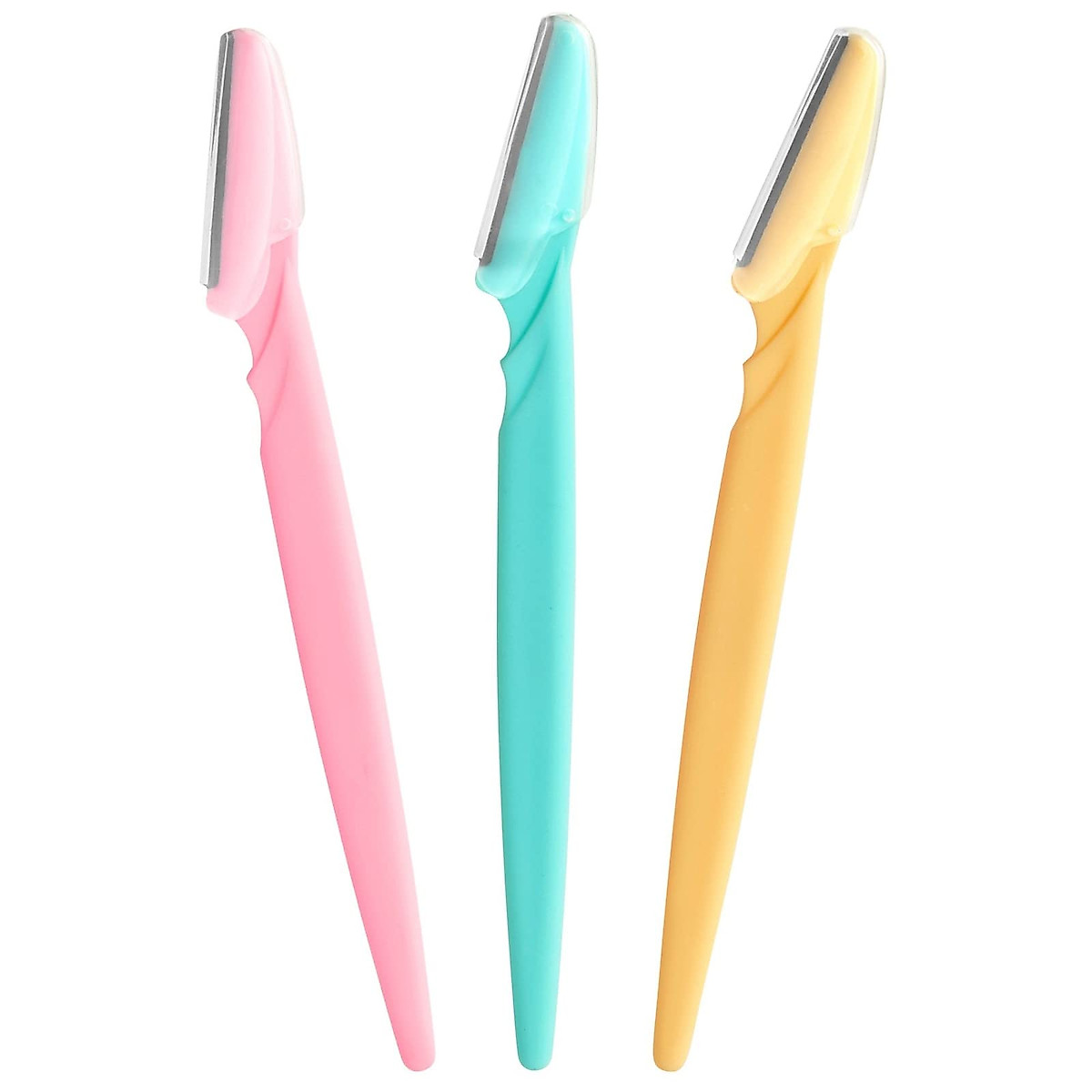 Glamlily 60-Pack Eyebrow Facial Razor for Women, Multipurpose Dermaplane Hair Remover Trimmer Tool, Colorful Shaving Tool Bulk Set, Disposable Self-Care (3 Colors, 6x1.4 In)