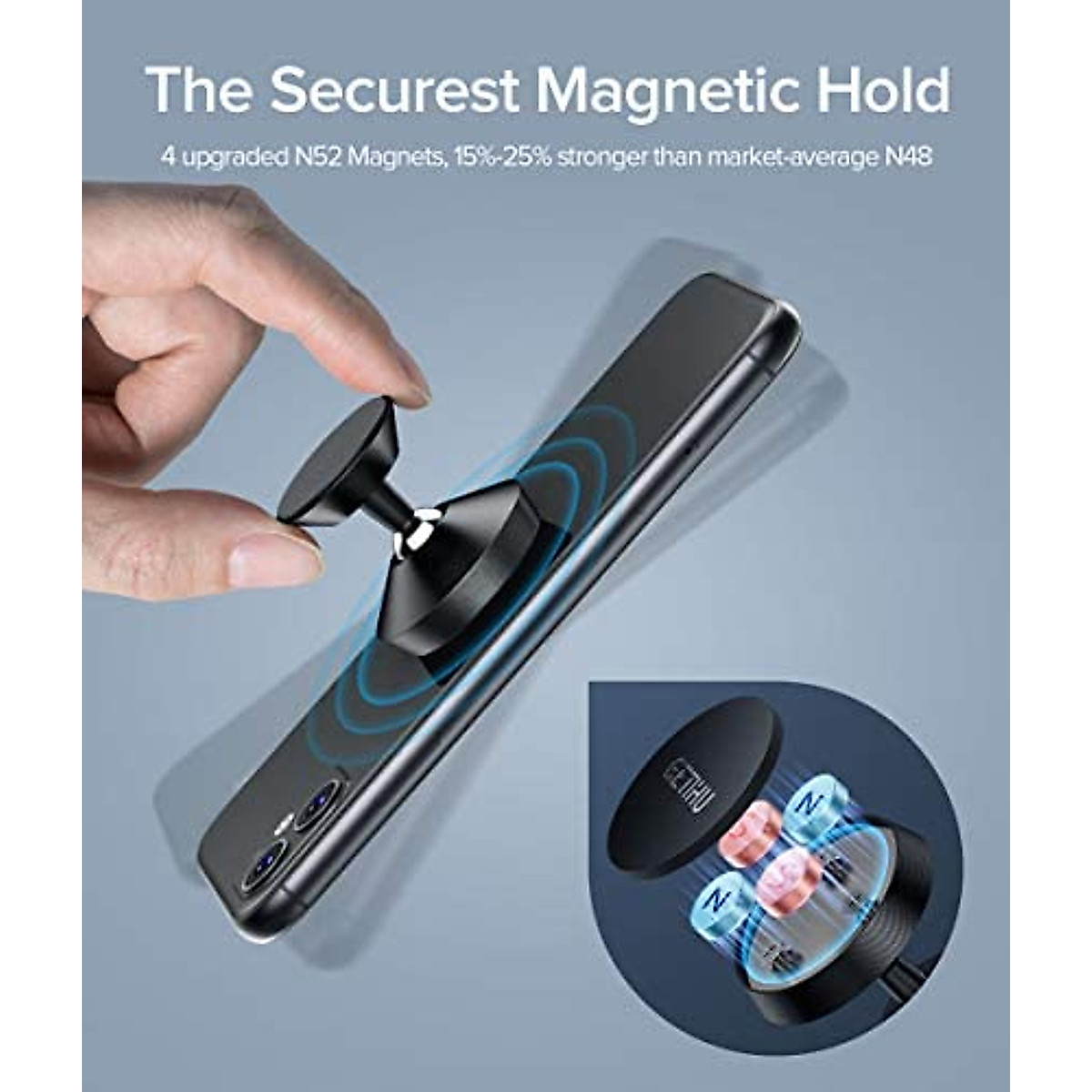 GETIHU Phone Holder for Car, 360° Dashboard Car Phone Mount, Universal Magnetic Cell Phone Car Holder GPS, Compatible with iPhone 13 12 Pro X 8 Plus Samsung Galaxy Note 9 S10 Huawei Xiaomi OnePlus Etc