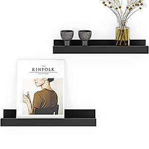 Ballucci Floating Wall Shelves Set of 2, Picture Ledge Wooden Shelves for Nursery, Living Room, Bedroom, Bathroom, Kitchen, Office; 18 Inch - Black