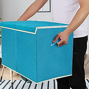 popoly Large Toy Box Chest Storage with Flip-Top Lid, Collapsible Kids Storage Boxes Container Bins for Toys, Playroom Organizers, 25"x13" x16"(Linen)