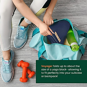 JadeYoga Voyager Yoga Mat - Lightweight & Portable Rubber Yoga Mat - Non-Slip Exercise Mat for Women & Men - Great for Yoga, Home Workout, Gym Fitness, Pilates, Stretching, & More (68" Midnight Blue)