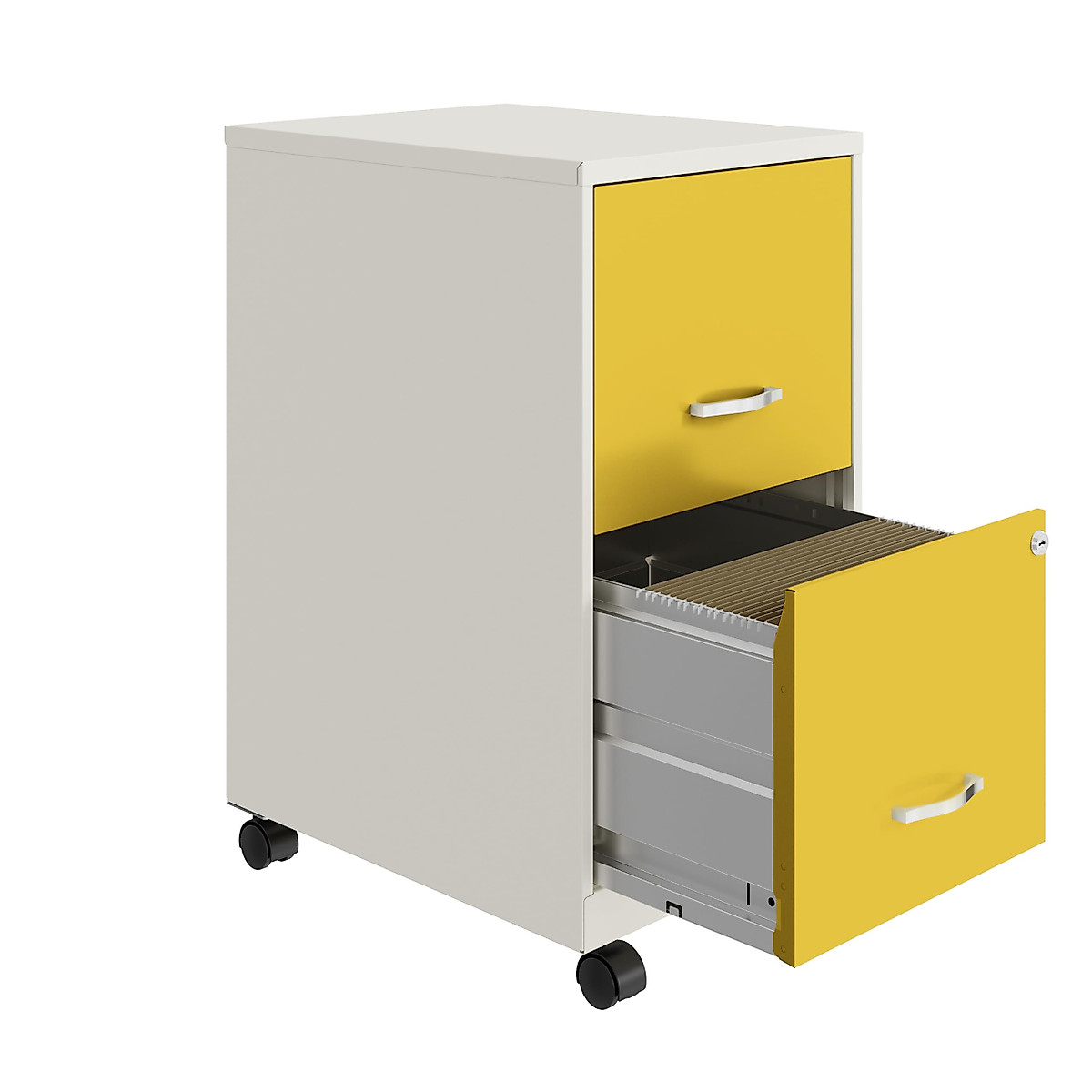 Space Solutions 18" 2 Drawer Mobile Metal Vertical File Cabinet White/Goldfinch
