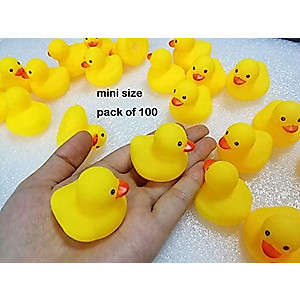 Sohapy 100Pcs Mini Yellow Rubber Ducks Baby Shower Rubber Ducks, Squeak Fun Baby Yellow Rubber Bath Toy Float Fun Decorations for Shower Birthday Party Favors Gift (100PCS Yellow Ducks)