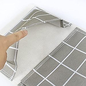 KINGREE 3Pcs Wall Closet Hanging Storage Bag, Premium Linen Fabric Over The Door Organizer, Hanging Storage Pouches with 3 Pockets for Bedroom Bathroom - Waterproof & Stylish(Grid)