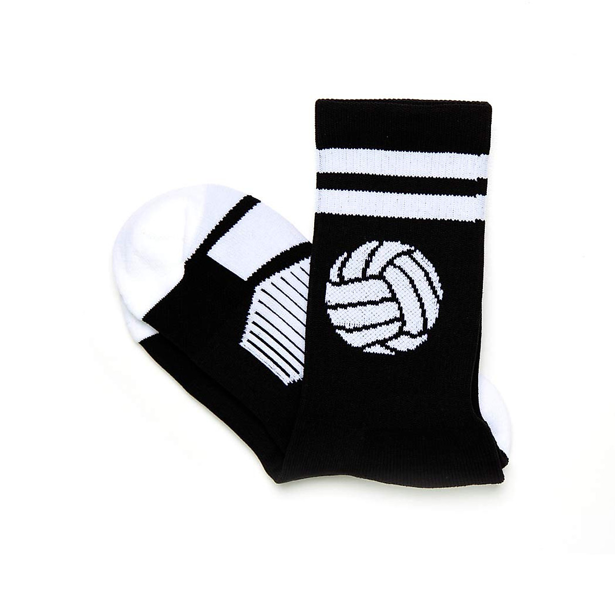 ChalkTalkSPORTS Volleyball Woven Mid-Calf Socks | Classic Ball | Black & White