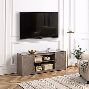 ZINUS Bennett TV Stand for TVs up to 65”, Farmhouse Style Entertainment Center, TV Stand with Storage, Living Room or Bedroom Furniture, Grey