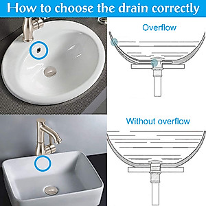 iFealClear Pop Up Bathroom Sink Drain with Overflow, Push and Seal Pop Up Drain Stopper for Faucet Vessel, Anti-Explosion and Anti-Clogging pop up Plunger Sink Drain Assembly, Brushed Nickel, 2 Pack