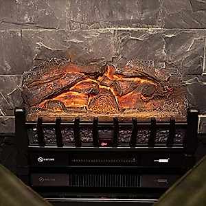 Realistic Fireplace Flame Electric Insert Log Heater Insert Wood Fire 110V Electric Fireplace Ember Bed Fan Heater w/t Infrared Remote Black Unit Cozy Warm Comfort Energy Efficient Home Bedroom QZPUSA