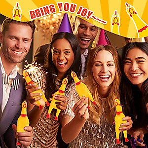 Libima 150 Pcs 6.3 Inch Screaming Rubber Chicken Toy Bulk, Mini Squeeze Rubber Chicken Small Squeak Toys, Prank Novelty Noise Toy for Pet Chew Party Gifts Reduce Separation Anxiety(Yellow)