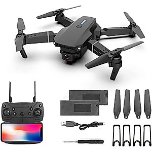 Foldable FPV Drone with 4K Dual Camera for Adults, RC Quadcopter WiFi FPV Live Video, Altitude Hold, Headless Mode, One Key Take Off for Kids or Beginners with 2 Batteries, Carrying Case -Black