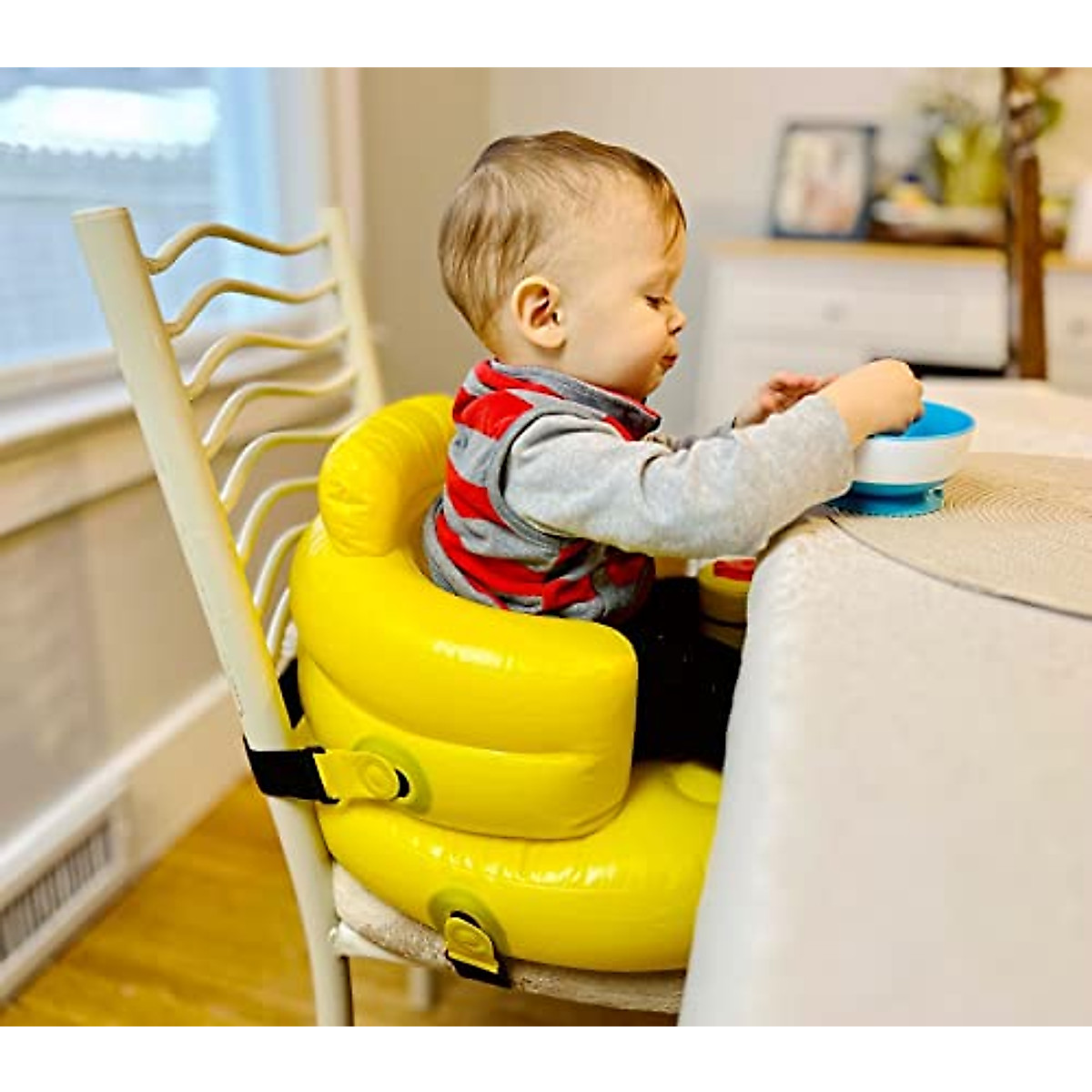 Baby Inflatable Seat for Babies 3-36 Months, Built in Air Pump Infant Back Support Sofa, Infant Support Seat Toddler Chair for Sitting Up, Baby Shower Chair Floor Seater Gifts (Yellow Duck)