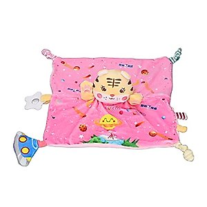 SHYEKYO Tiger Security Blanket, Stuffed Animal Security Blanket Cartoon for Home Travel for(Pink)