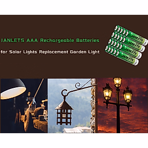 JANLETS Solla NiCD AAA Rechargeable Battery, 300mAh Solar Batteries(20pack) for Solar Garden Lights, Anti-Leak, Outdoor Durability, Toys